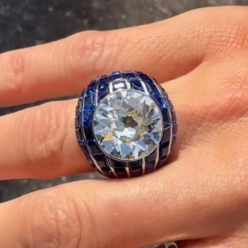 8.73ctw Vintage European Cut Bomb Ring-JOSHINY