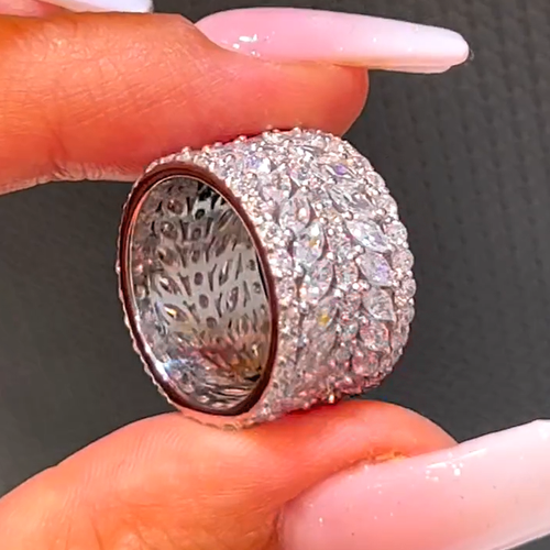 Gorgeous 5 ctw Marquise & Round Cut White Gemstone Full Set Ring -JOSH
