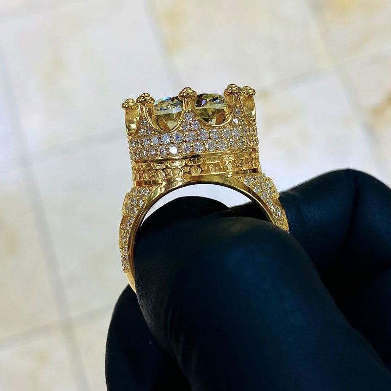 20ct Crown Shape Round Diamond Gold Plated Ring -JOSHINY
